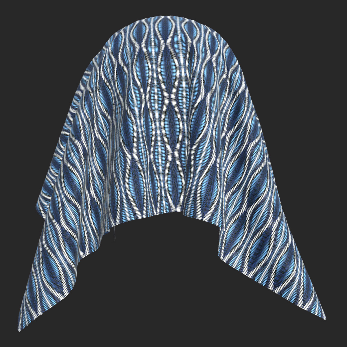 Fabric Sofa Texture with Blue and White Wavy Patterns | Free PBR ...
