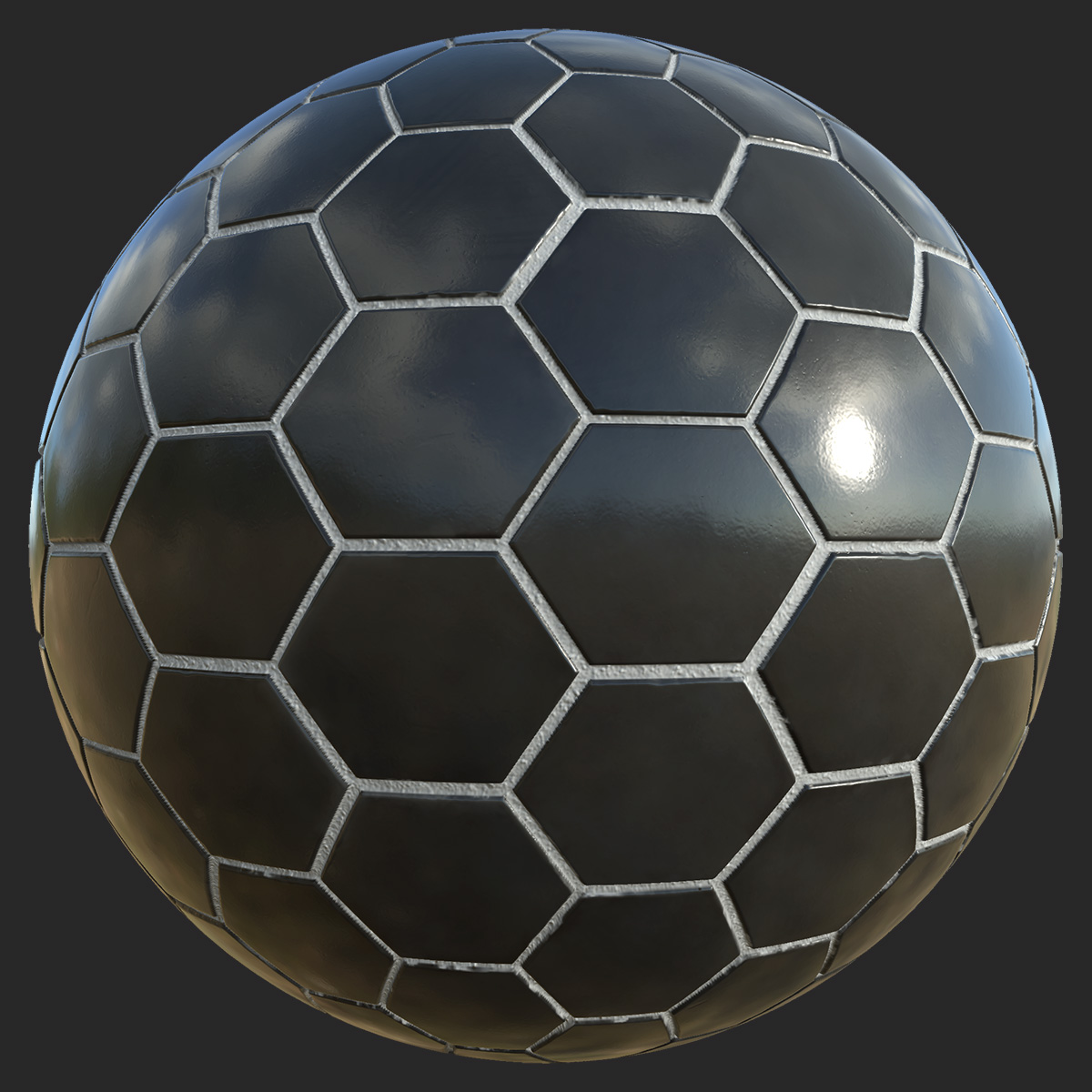 Hexagonal Black Ceramic Tiles | Free PBR | TextureCan