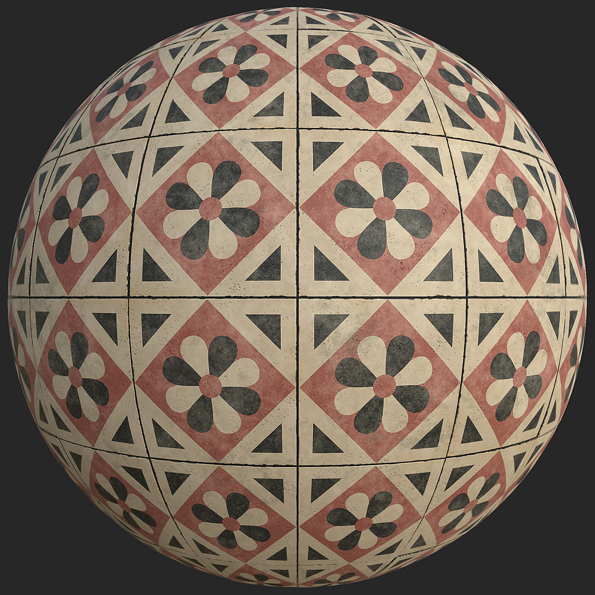 Vintage Tiles With Flower Pattern Free PBR TextureCan Vintage Tiles With Flower Pattern Free PBR TextureCan