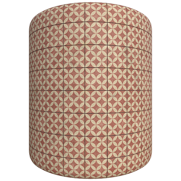 Vintage Red Cement Tiles With Pattern Of Overlapping Circles Free PBR Vintage Red Cement Tiles With Pattern Of Overlapping Circles Free PBR